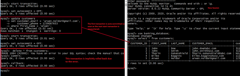 MySQL Transactions: Implicit and Explicit